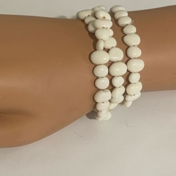 Jewelry | 325set Of 3 Bone Coloured Stretch Bracelets | Poshmark